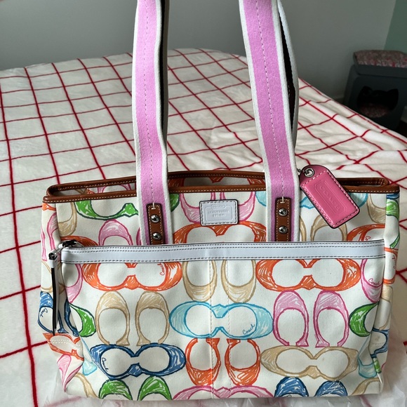 Coach | Bags | Coach Scribble Large Tote Nice For Laptop | Poshmark
